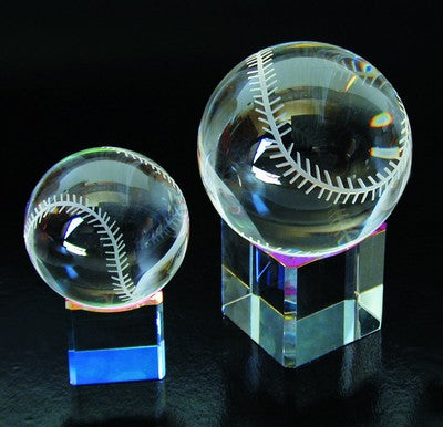Baseball Crystal Trophy with Clear Base - Small — CrystalsBuy