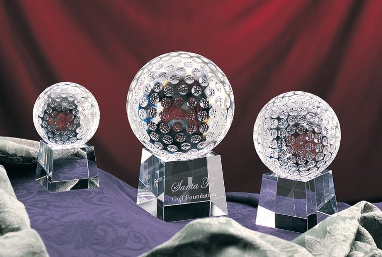 Designer Crystal Spinning Golf Ball on Base Award — CrystalsBuy