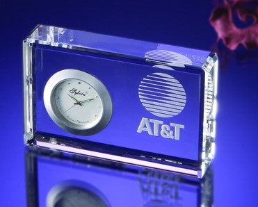 Double Beveled Rectangular Crystal Clock — CrystalsBuy