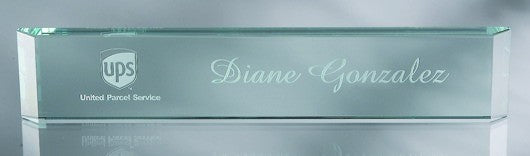 Glass Name Plate w- Slanted Ends — CrystalsBuy