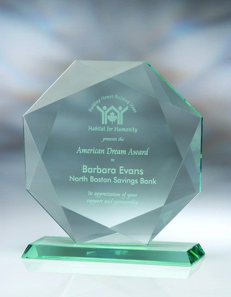 Faceted Octagon Jade Glass Award - Medium — CrystalsBuy